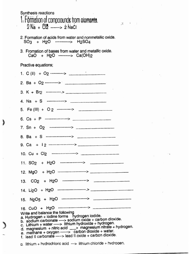Synthesis Original Worksheet | PDF