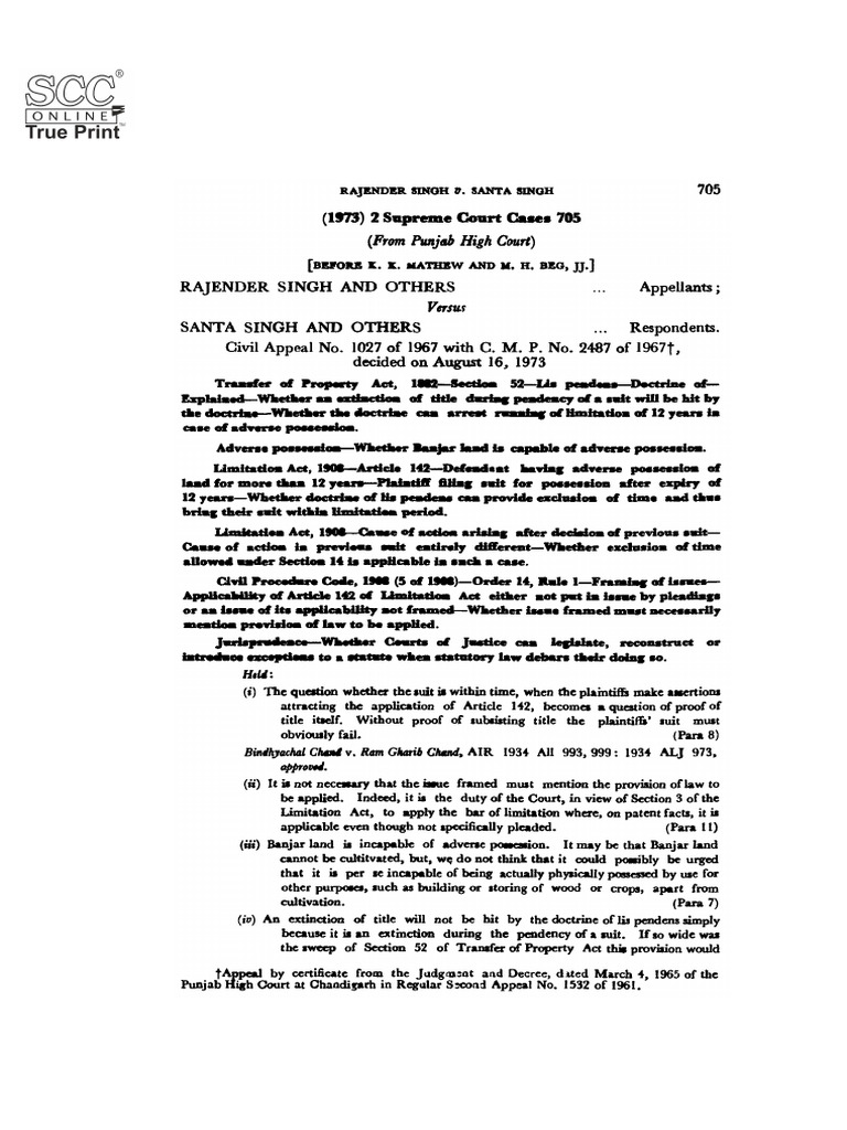 Rajendra Singh vs. Santa Singh | PDF | Supreme Court Of The United ...