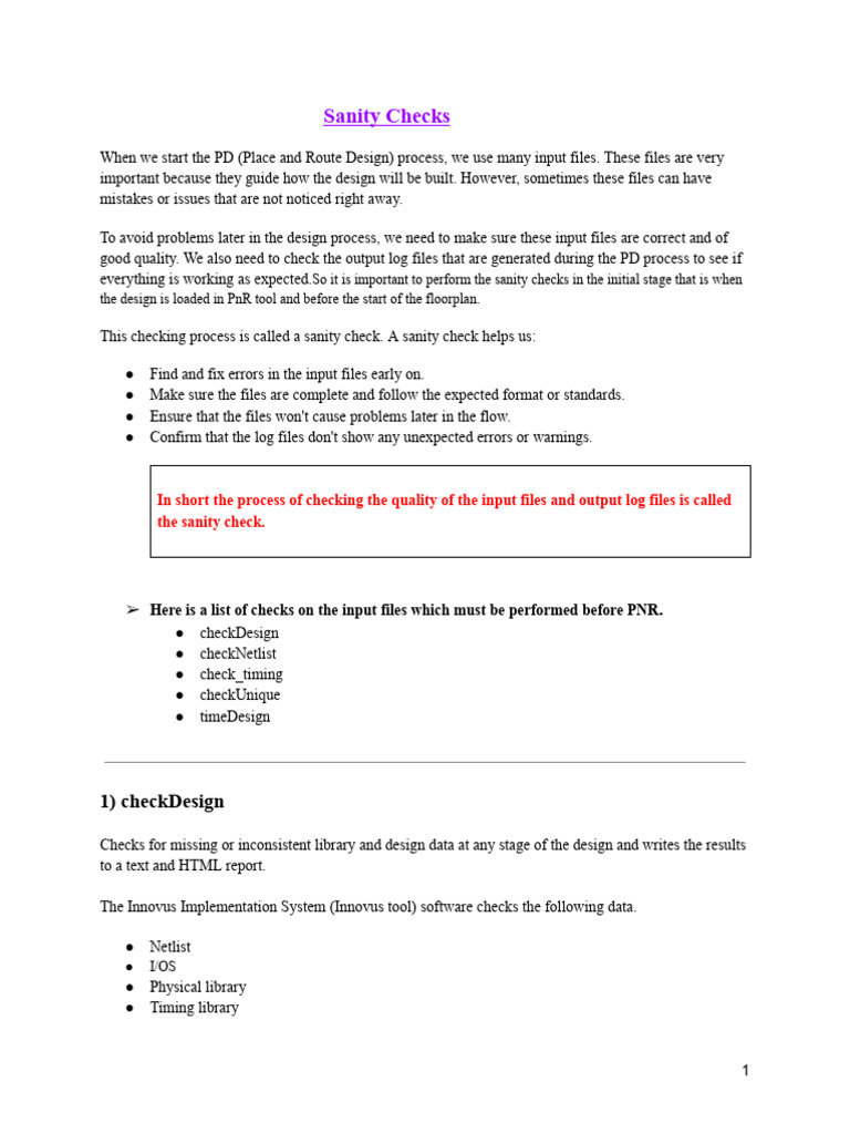 Sanity Checks Before Starting The PNR | PDF | Electronics | Digital ...