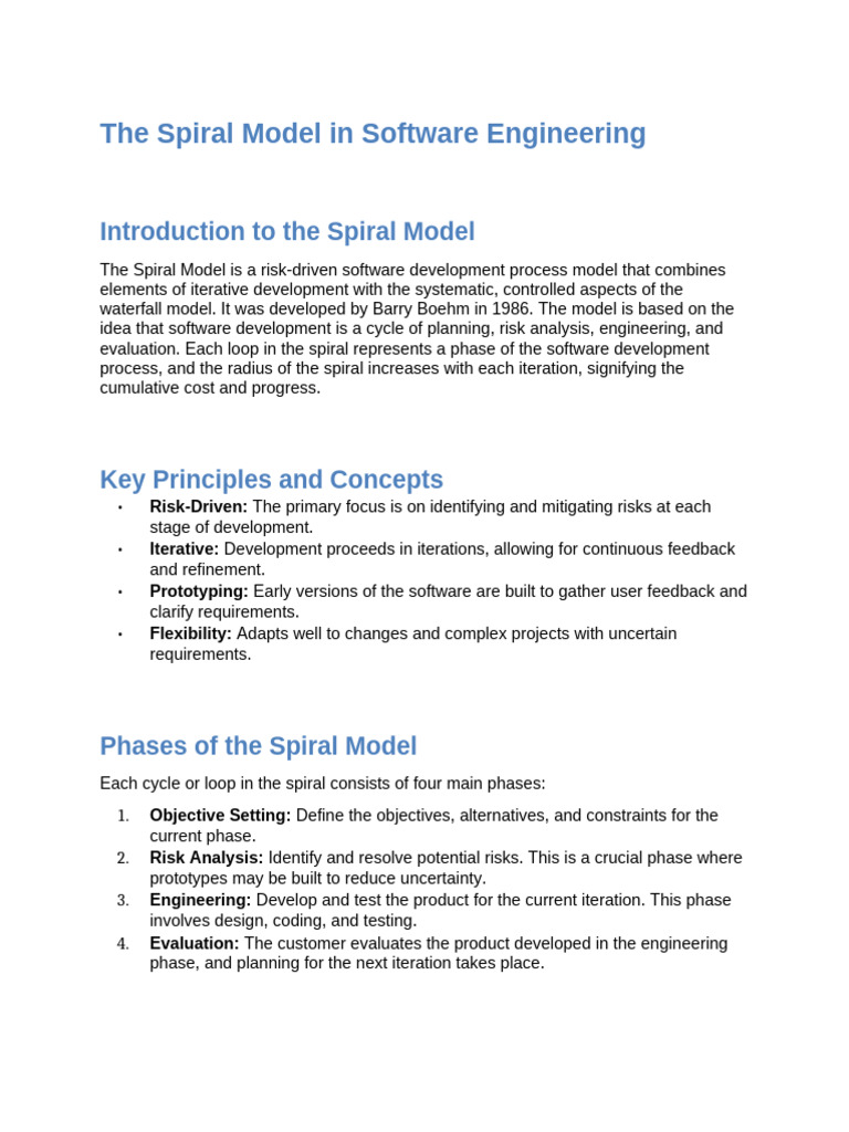 Spiral Model in Software Engineering | PDF | Software Prototyping | Risk