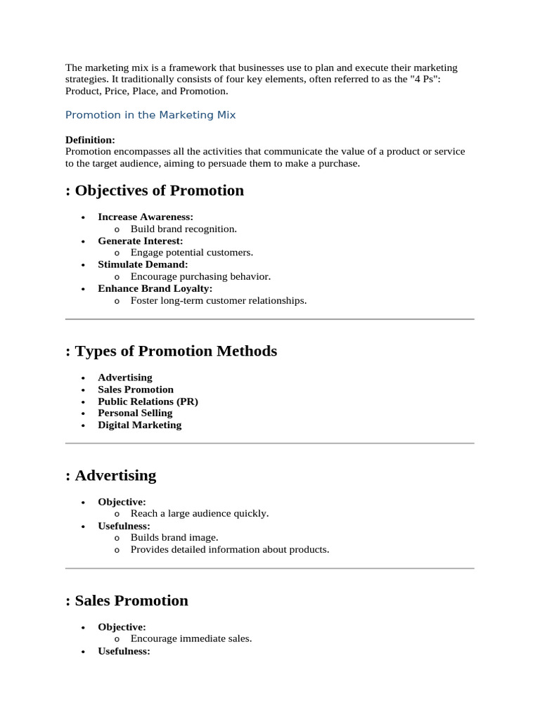 Promotion Strategies in Marketing Mix | PDF | Advertising | Marketing