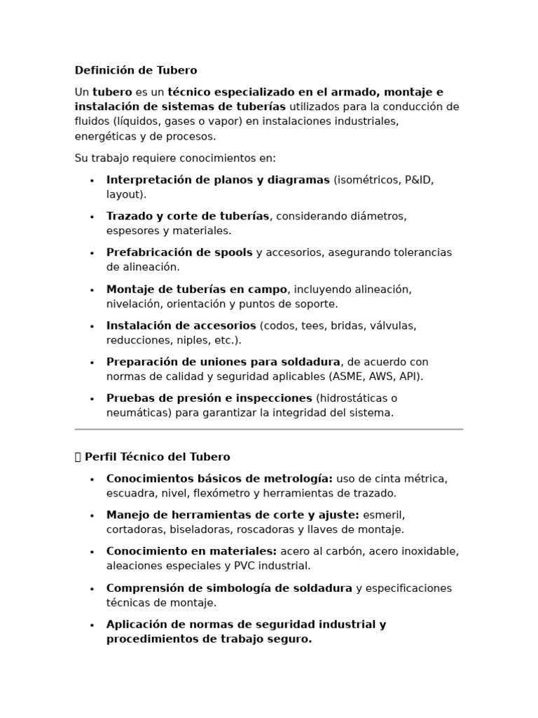 Definición y Funciones del Tubero | PDF | Tubería (transporte de ...