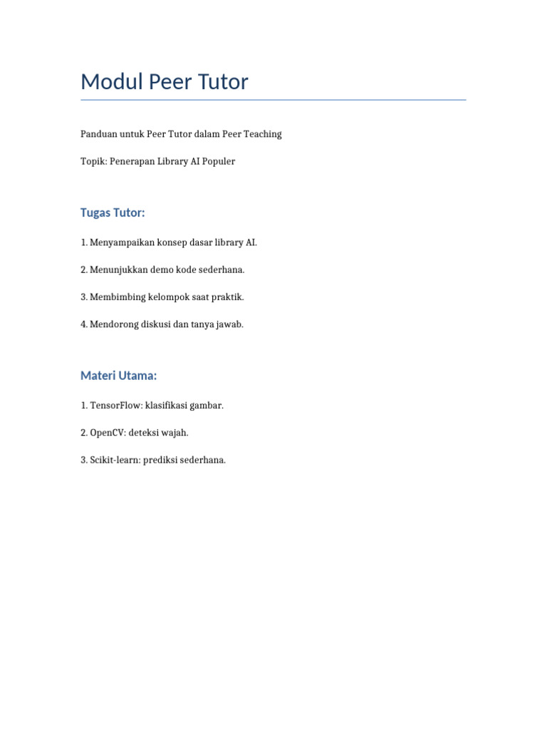 Modul Peer Tutor AI | PDF