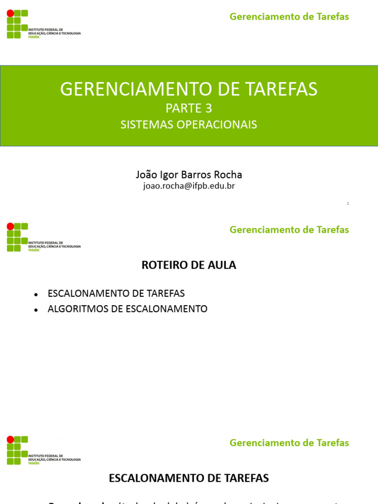 12 - Gerenciamento de Tarefas - Parte 3 | PDF | Agendamento (informática) | Informática