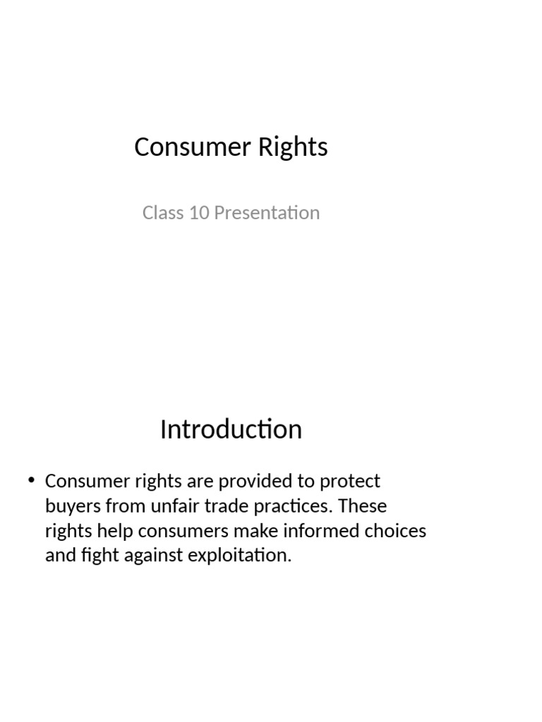 Understanding Consumer Rights in Trade | PDF