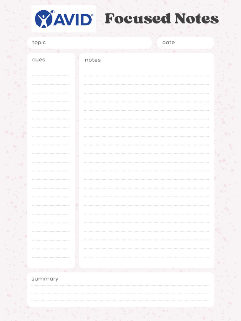 Cornell Notes Digital and Printable Document in Pink Soft Textured ...