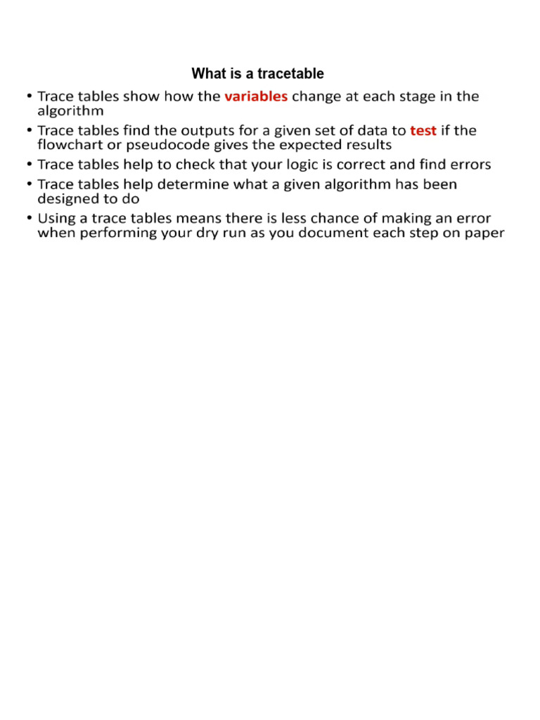 Trace Table | PDF