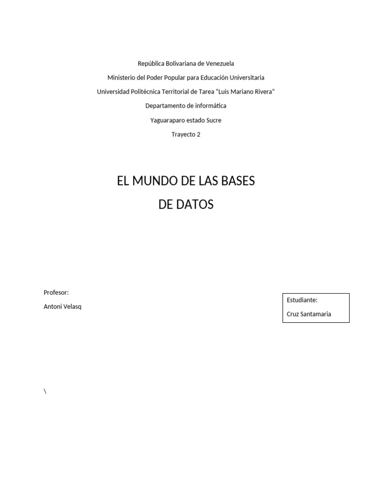 Mundo de La Base de Datos | PDF | Bases de datos | Escalabilidad
