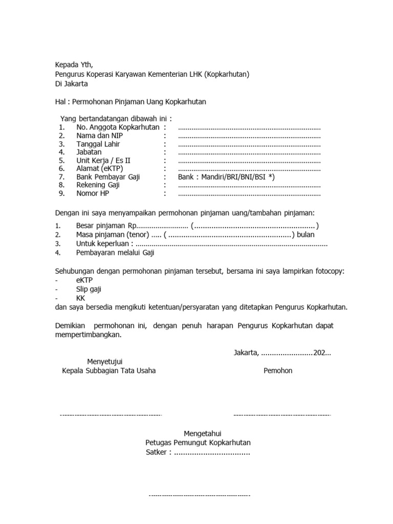 Formulir Pinjaman Anggota | PDF
