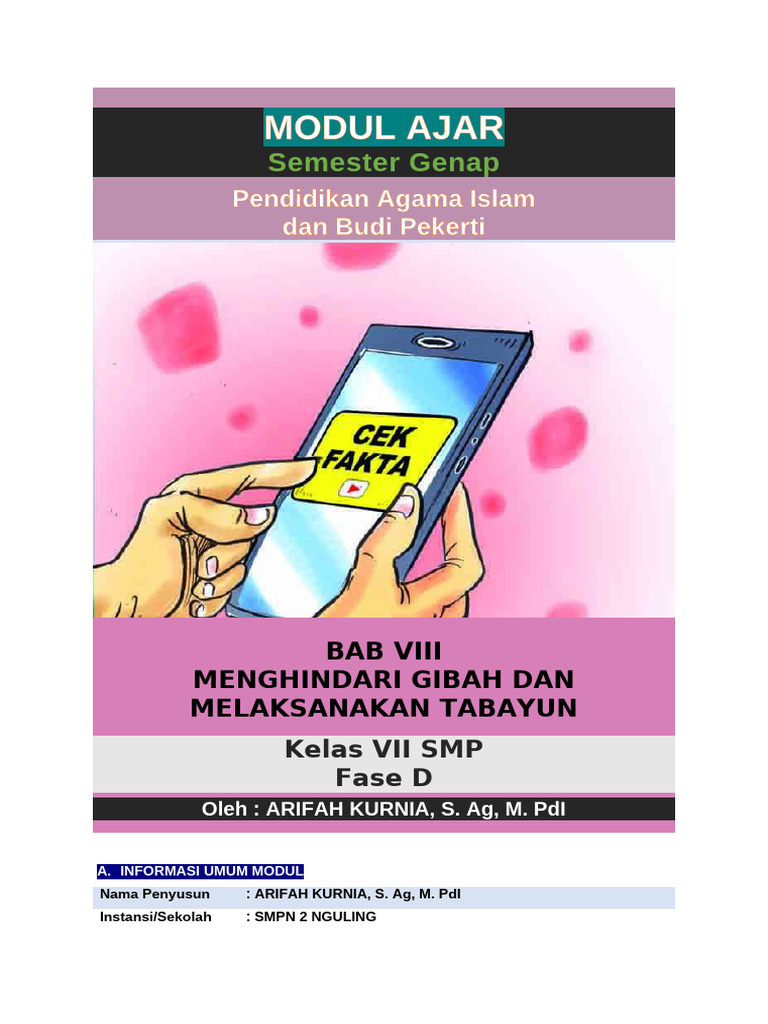 Ma Bab Viii Ifa Menghindari Ghibah Dan Melaksanakan Tabayun | PDF