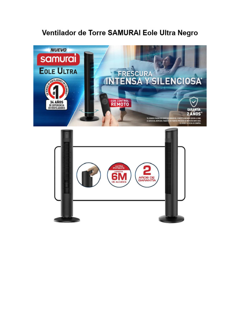 ITEM 2 Ventilador de Torre SAMURAI Eole Ultra Negro | PDF