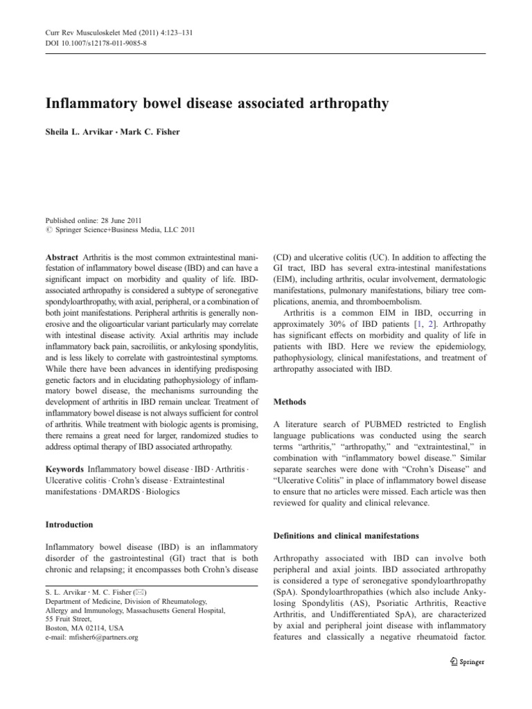 IBD-Associated Arthropathy Overview | PDF | Inflammatory Bowel Disease ...
