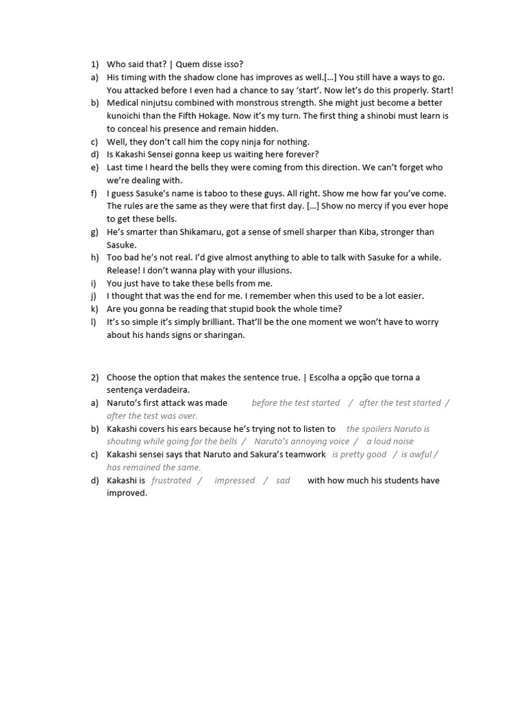 Naruto's Bell Test Insights | PDF