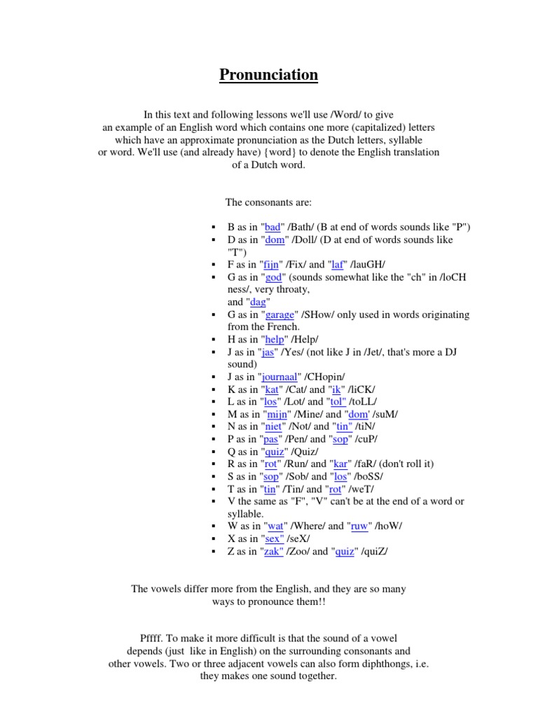 A Comprehensive Guide to Dutch Pronunciation, Spelling, Word Order and ...