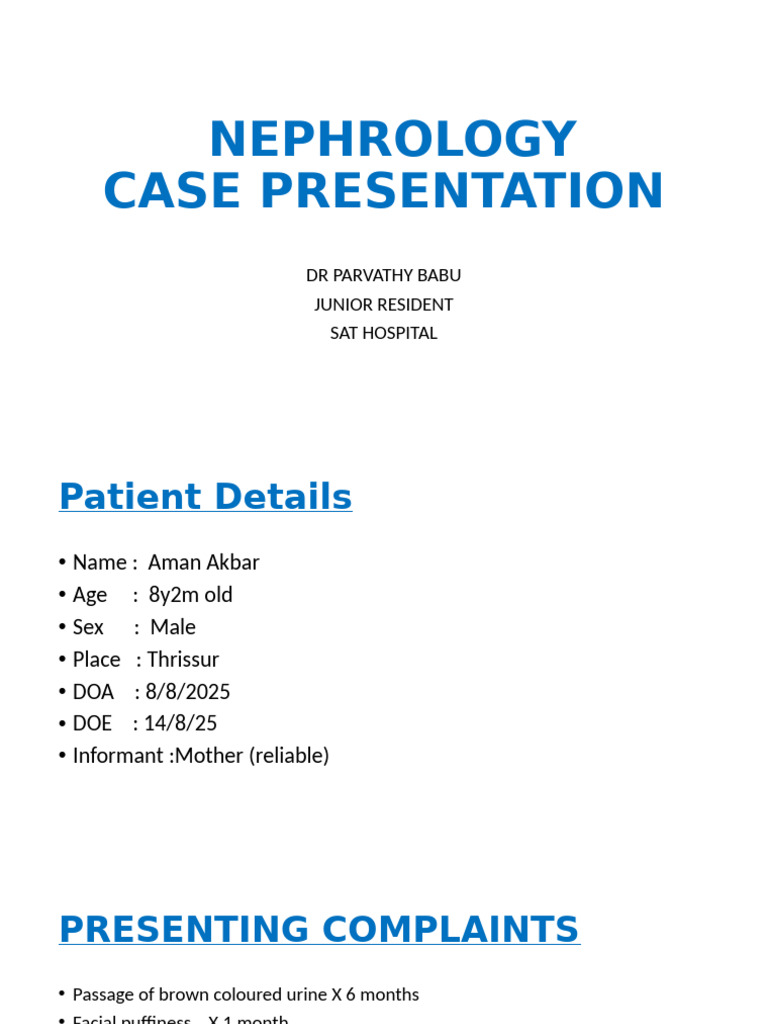 Nephro Case Presentation Pediclinics | PDF | Pregnancy | Clinical Medicine
