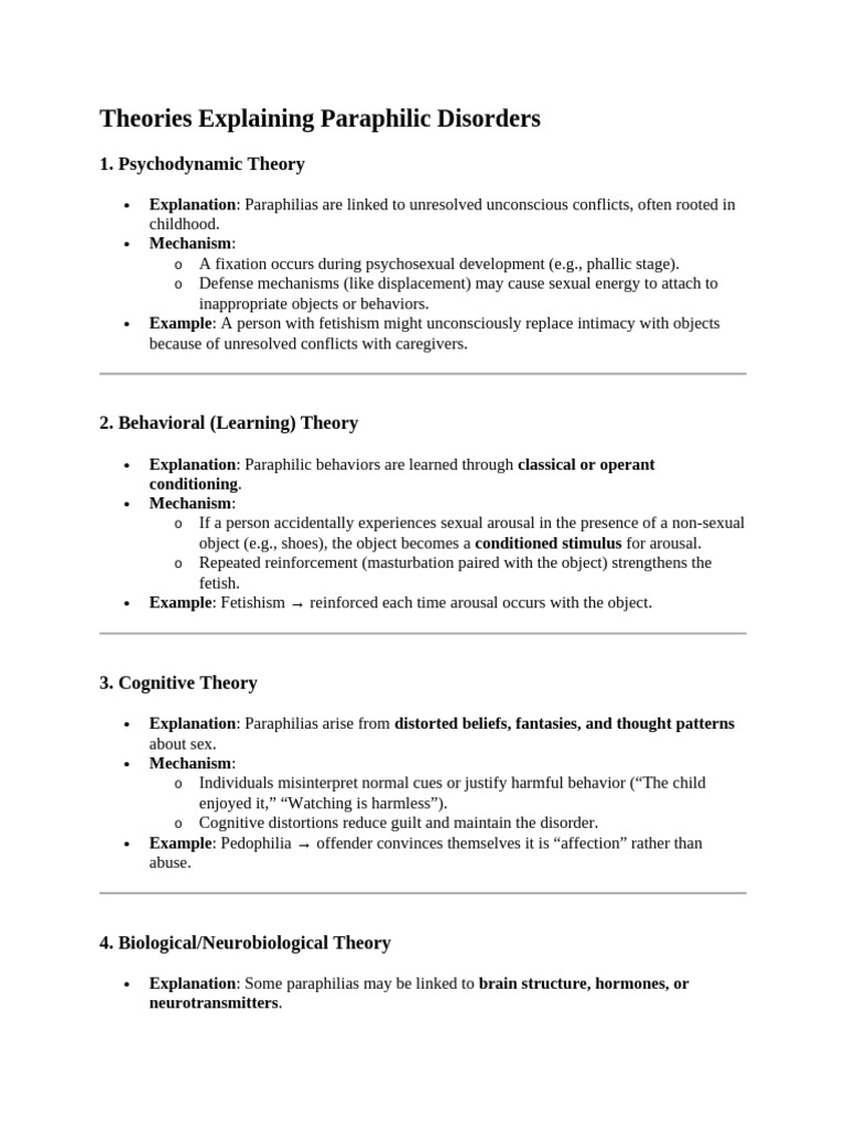 Theories of Paraphilic Disorders Explained | PDF | Behavioural Sciences ...