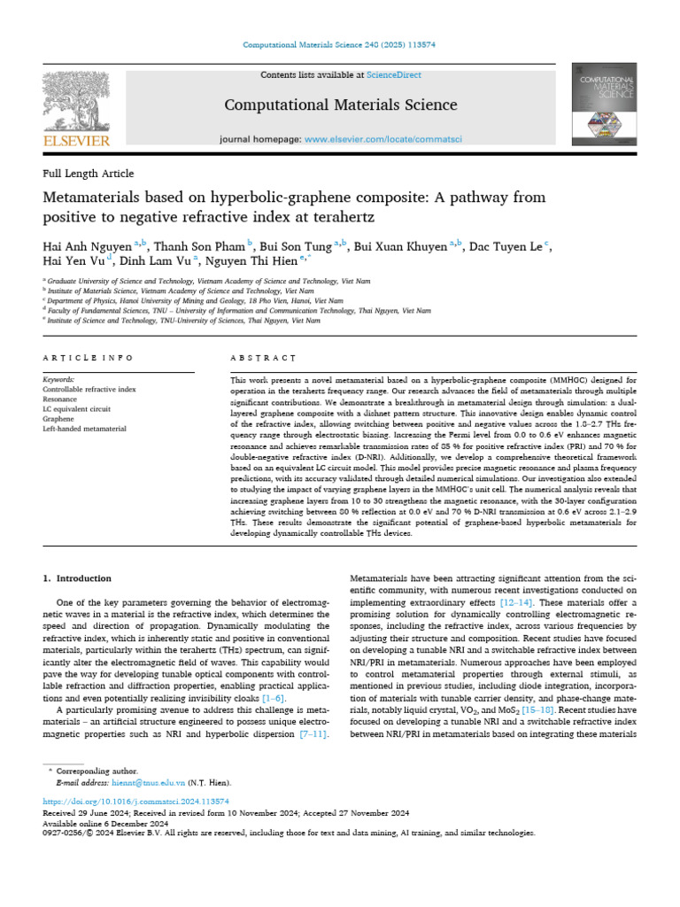 2025 Metamaterials Based On Hyperbolic-Graphene Composite - A Pathway ...