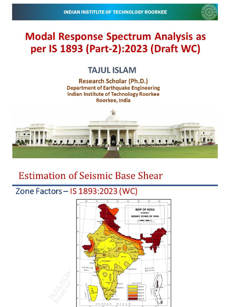 Modal Response Spectrum Analysis As Per Is 1893 (Draft WC) | PDF