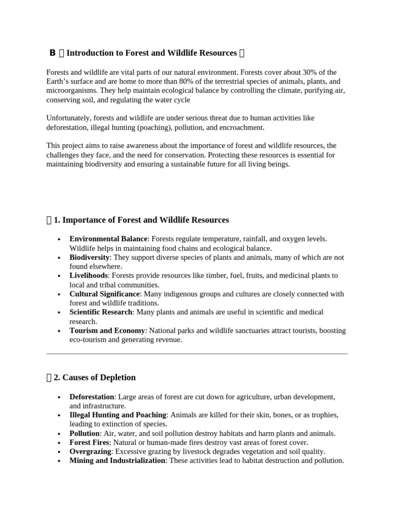 Forest and Wildlife Conservation Guide | PDF | Forests | Conservation ...