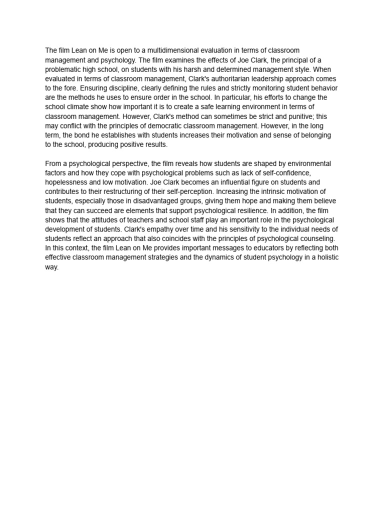 Classroom Management in Lean on Me | PDF