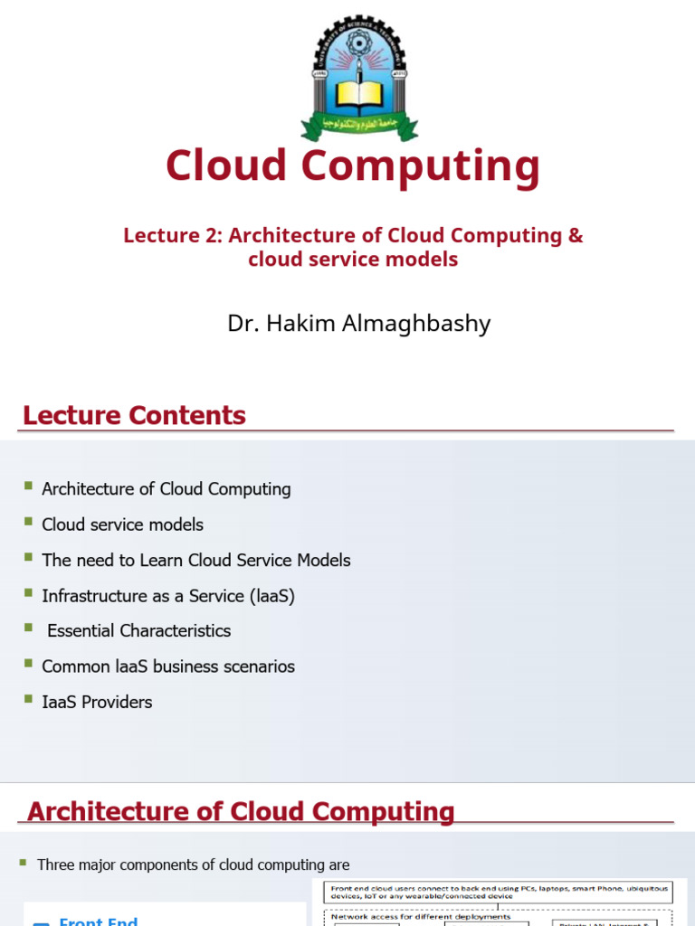 Cloud Computing Architecture & IaaS Models | PDF | Cloud Computing ...