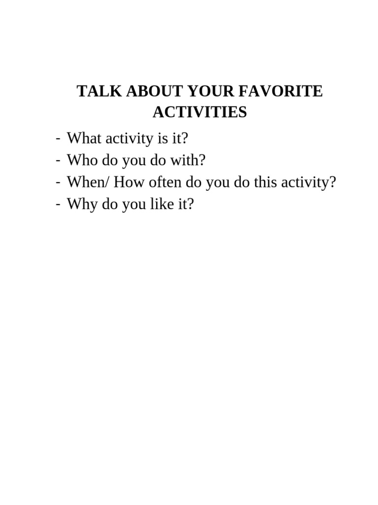 Talk About Your Favorite Activities | PDF