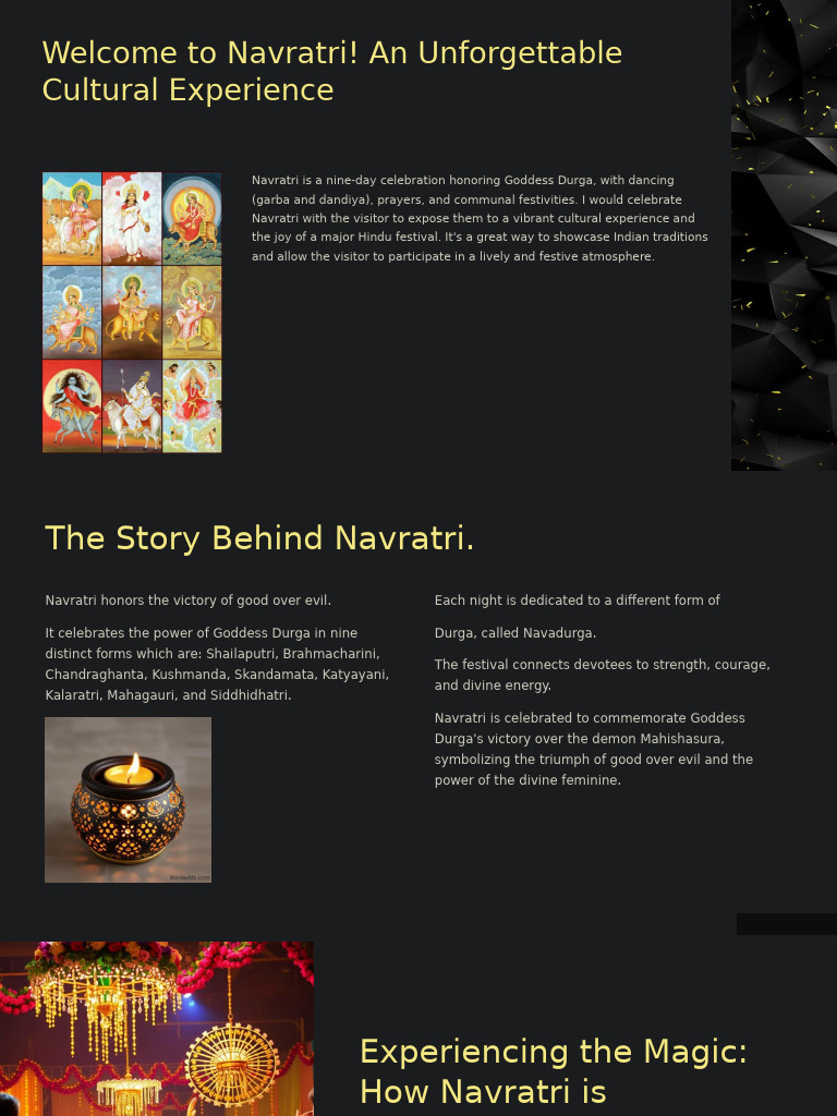 Welcome To Navratri An Unforgettable Cultural Experience | PDF