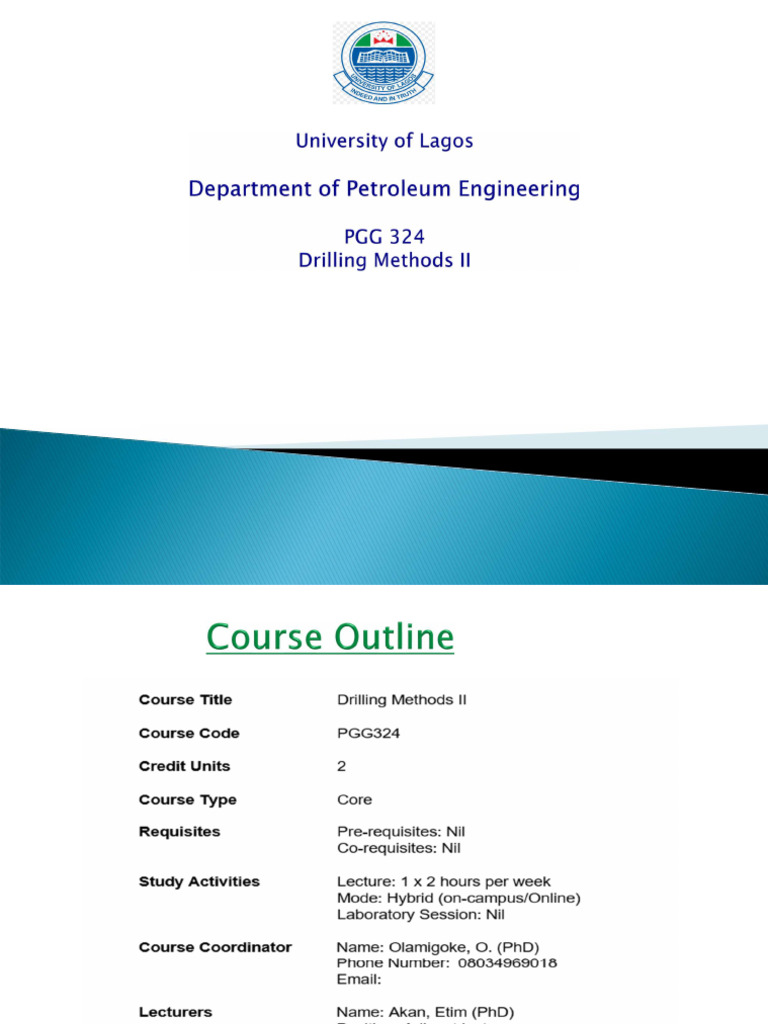 Drilling Methods II - PGG 324 - Week 2 - Well Design | PDF | Casing (Borehole) | Pressure