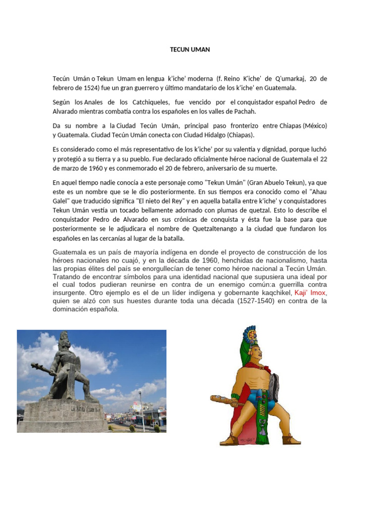 Tecún Umán: Héroe K'iche' de Guatemala | PDF