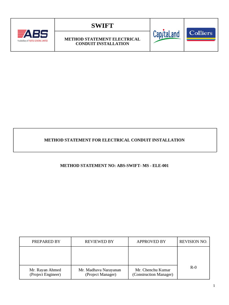 Electrical Conduit Installation Method Statement | PDF | Pipe (Fluid ...