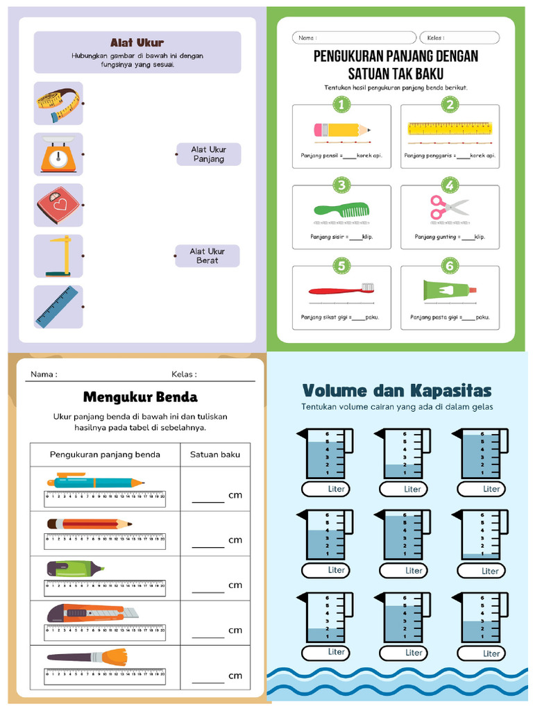 Mengukur Panjang Benda Lembar Kerja Matematika Numerasi Koding Kelas 1 SD K - 20250901 - 234242 ...