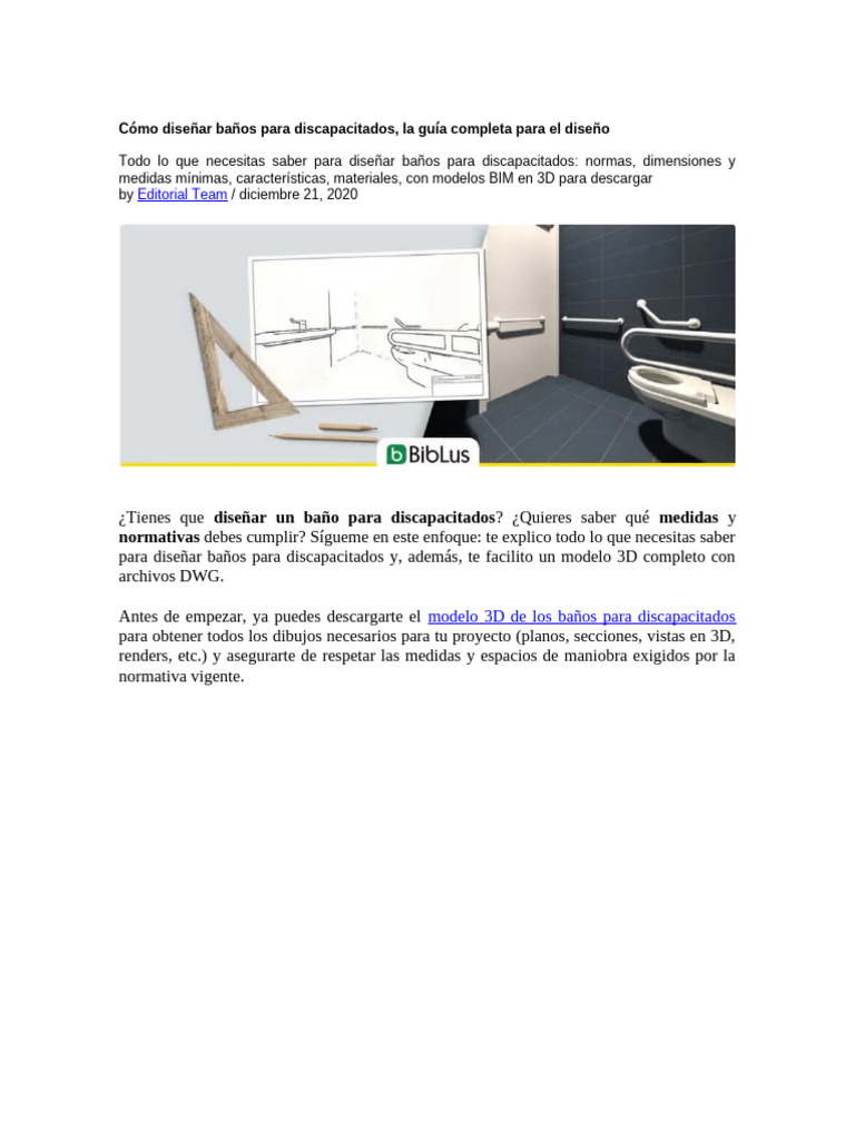 Medidas para Baños de Discapacitados | PDF | Invalidez | Baño