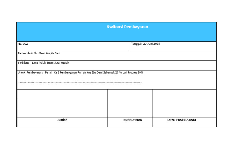 Kwitansi Termin 2 Kosan Ibu Dewi | PDF