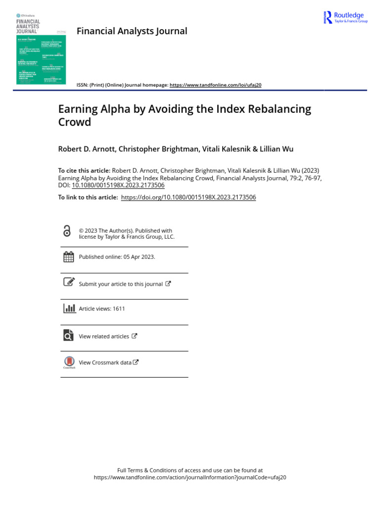 Alpha Through Index Rebalancing Avoidance | PDF | Index Fund | Mergers ...