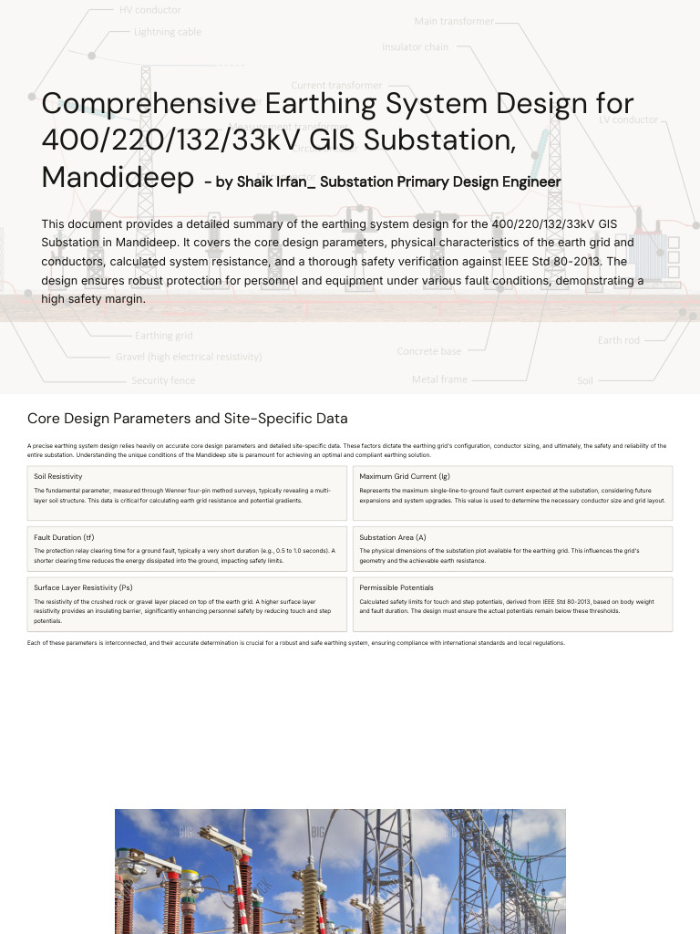 Earthing System Design for 400kV GIS Substation | PDF | Electrical ...