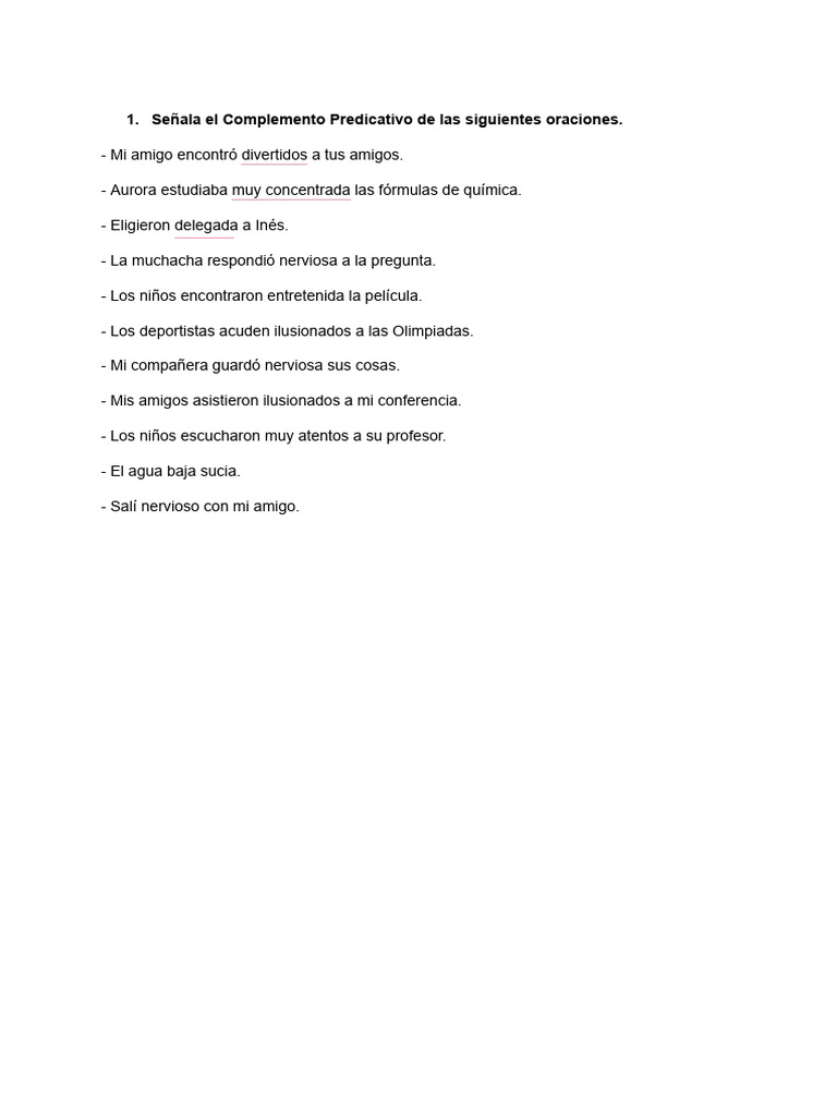 Complemento Predicativo | PDF