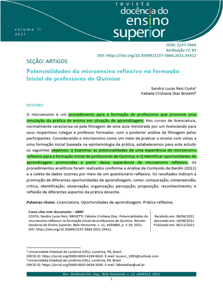 2021 - RDES - Microensino_Sandro - Metodologiais | PDF | Aprendizado | Experiência
