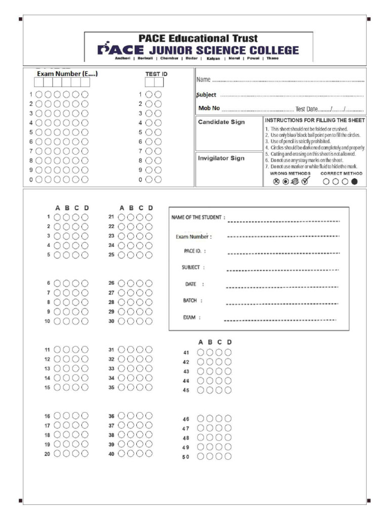 40 Question Omr New - Page-0001 | PDF