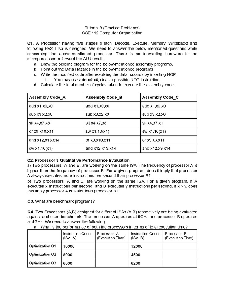Tutorial 8 Practice Problems | PDF | Central Processing Unit ...