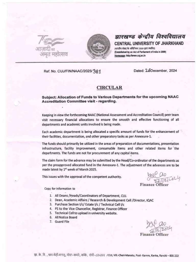 Fund Allocation for NAAC Visit 2024 | PDF | Science