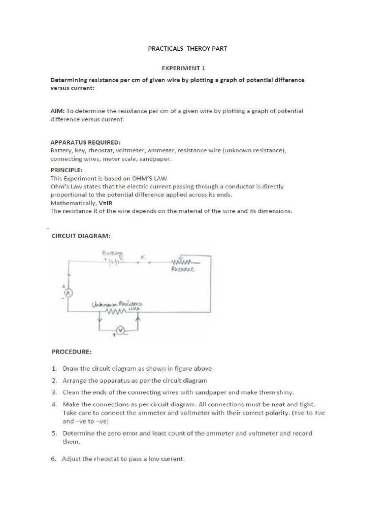 2025 - 26 Physics Practical Theroy Part | PDF