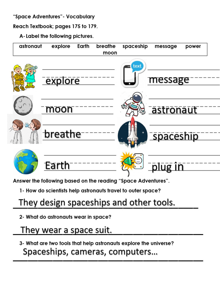 Space Adventures - Vocabulary | PDF