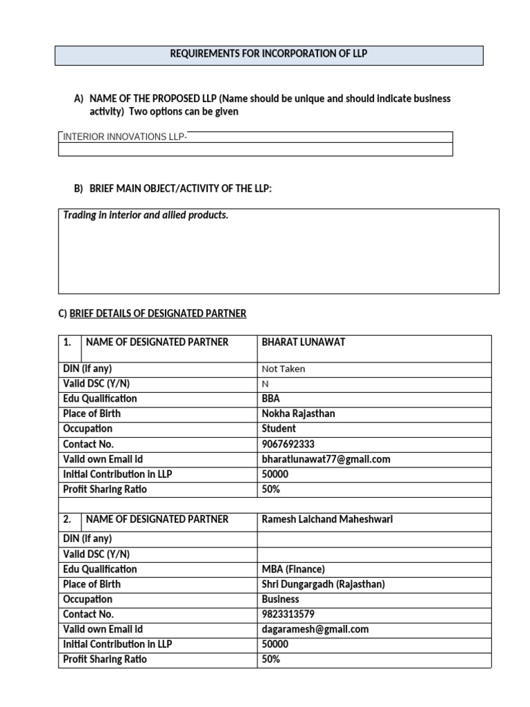LLP Incorporation Requirements Guide | PDF