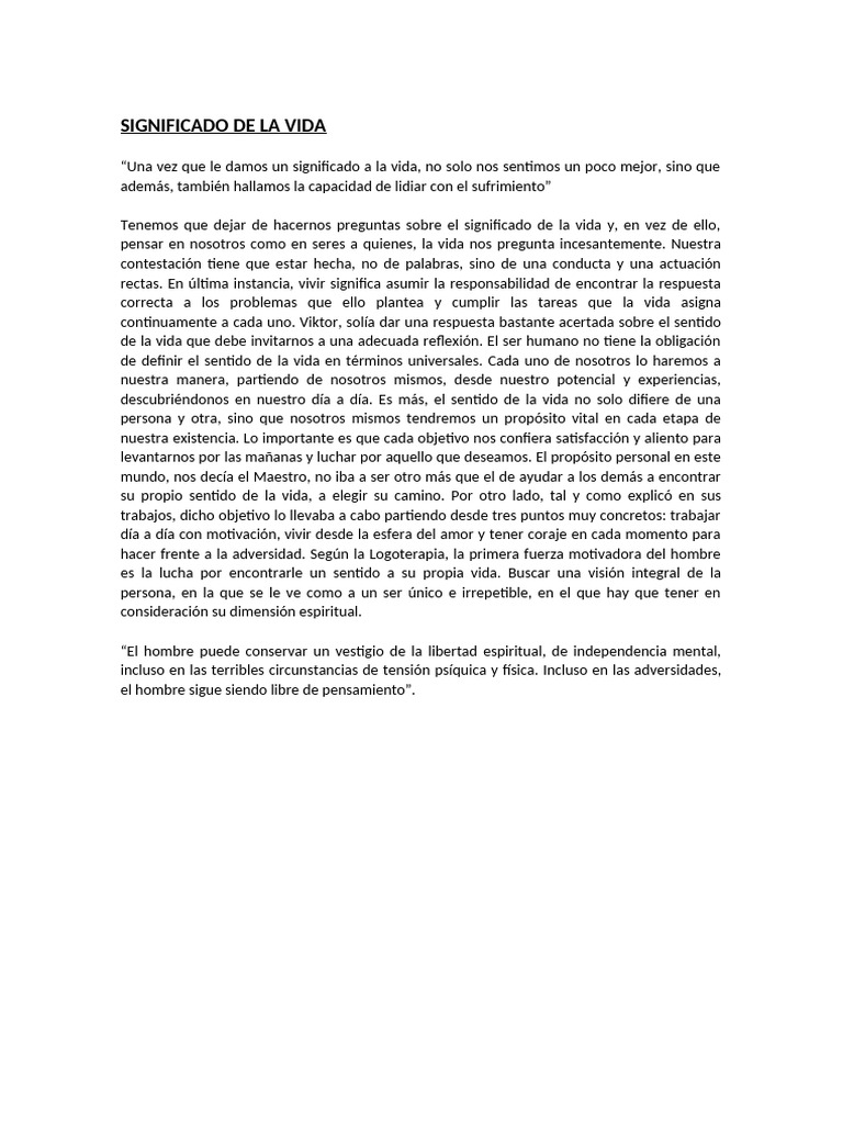 Significado de La Vida | PDF