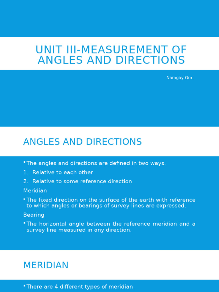 UNIT III-Measurement of Angles and Directions | PDF | Surveying | Azimuth