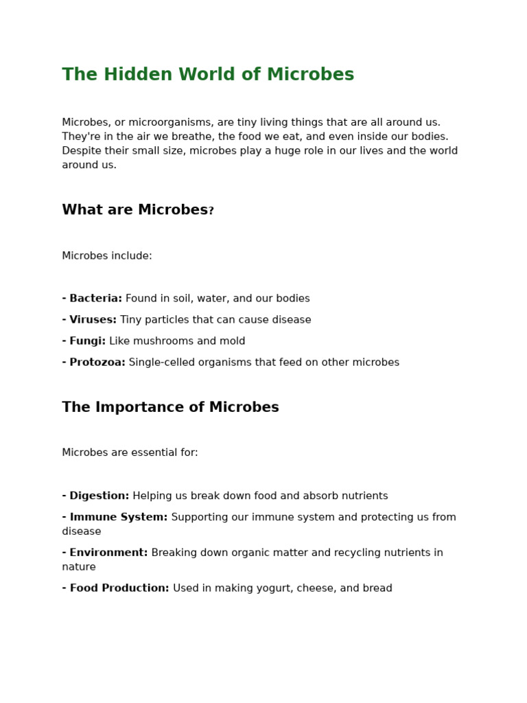 Exploring the Importance of Microbes | PDF