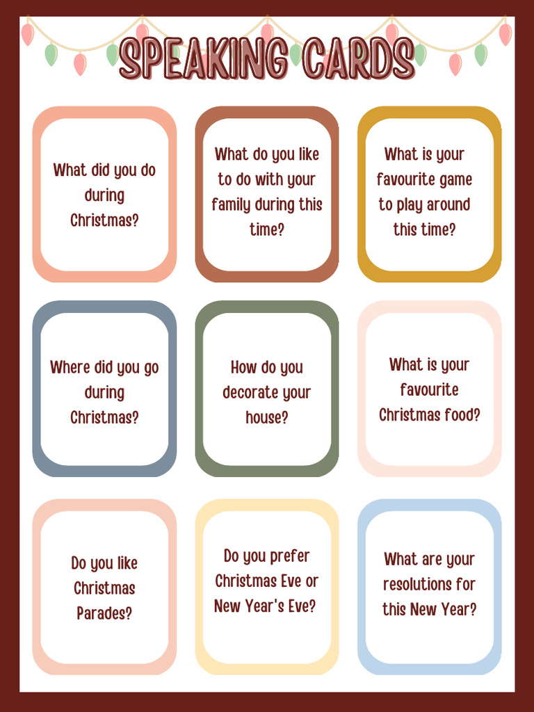 CHRISTMAS Speaking Cards | PDF