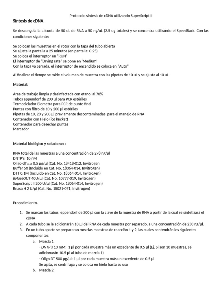 Síntesis de cDNA SS-II | PDF