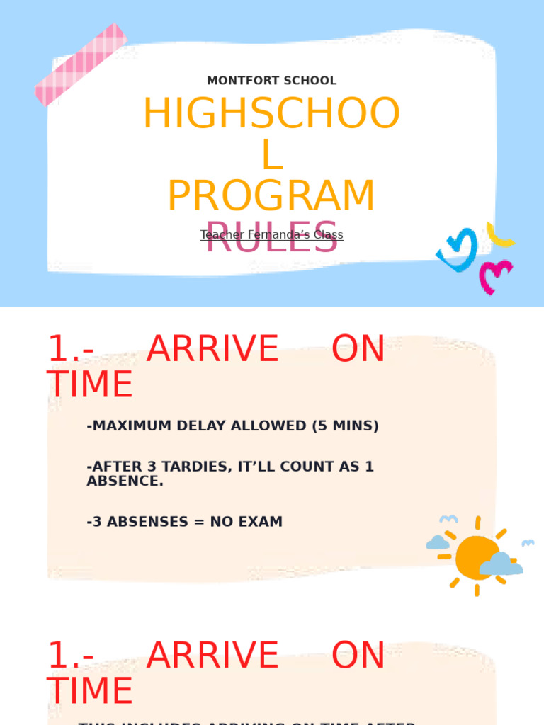 Classroom Rules - Highschool Program | PDF