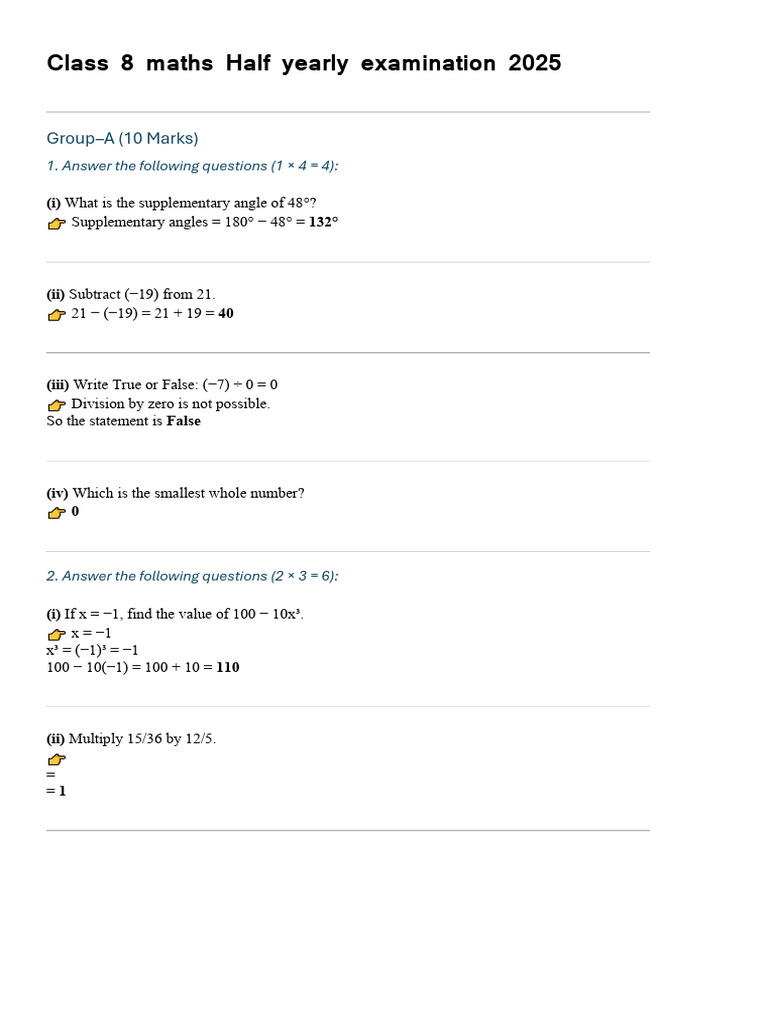 Sibam Maths Half Yearly Examination | PDF | Discrete Mathematics ...